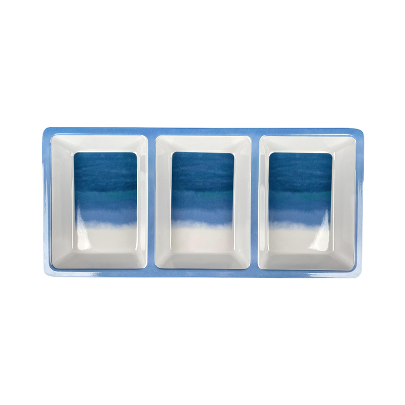 Wholesale Blue Sky Design Melamine White 3 Compartments Divided Dipping ...