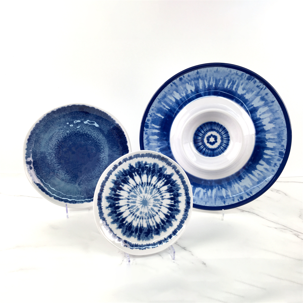 Wholesale Melamine Plastic Custom Blue Ray Pattern Chip And Dip Platter ...